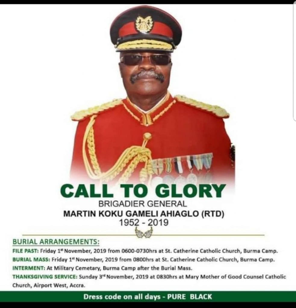 Brigadier General Martin Koku Gameli Ahiaglo (retd) | R.I.P Ghana