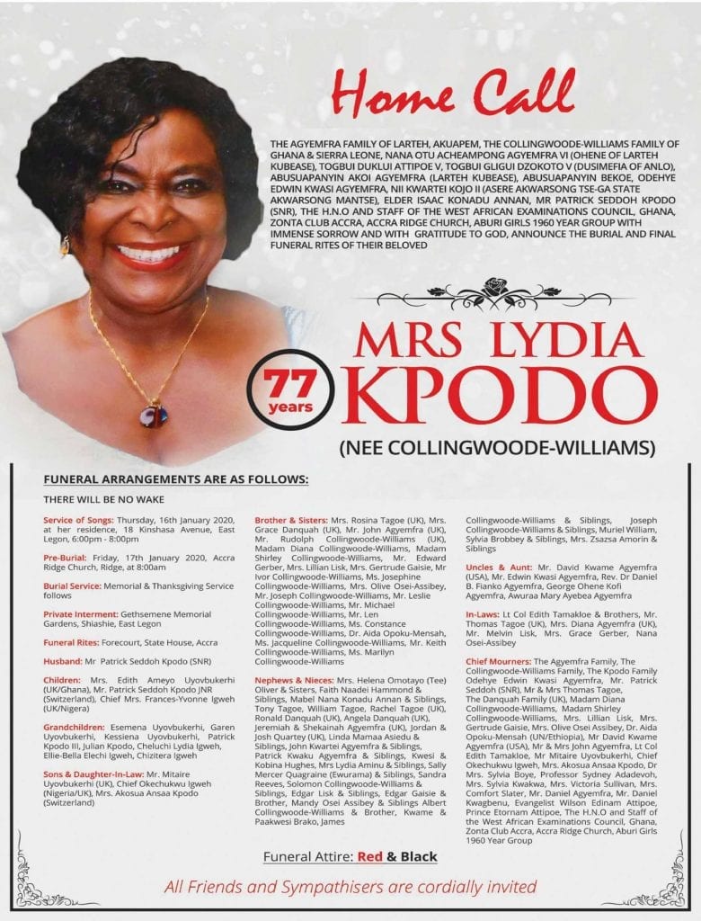 Mrs. Lydia Kpodo | R.I.P Ghana