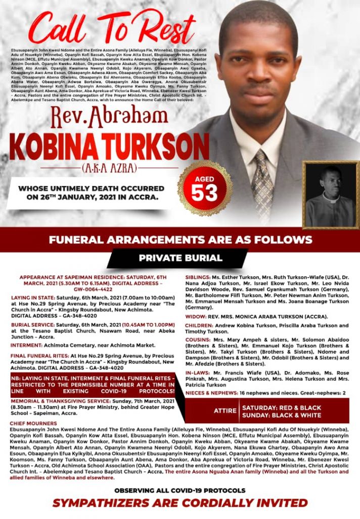 Rev Abraham Kobina Turkson | R.I.P Ghana