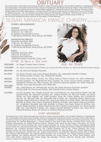 Susan Miranda Kwale Chinery | R.I.P Ghana