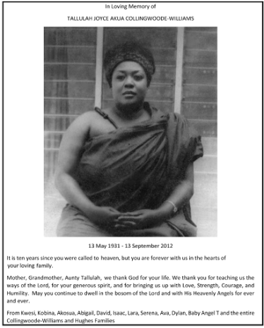 Tallulah Joyce Akua Collingwoode-Williams | R.I.P Ghana