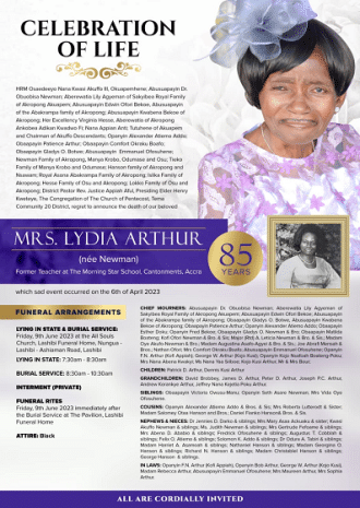 Mrs. Lydia Arthur | R.I.P Ghana