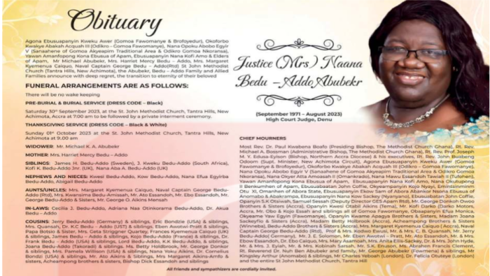 Justice Mrs. Naana Badu – Addo Abubekr | R.I.P Ghana
