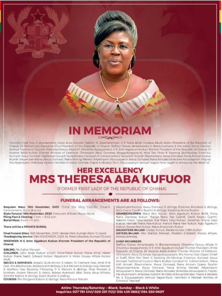 Her Excellency Mrs. Theresa Aba Kufuor | R.I.P Ghana