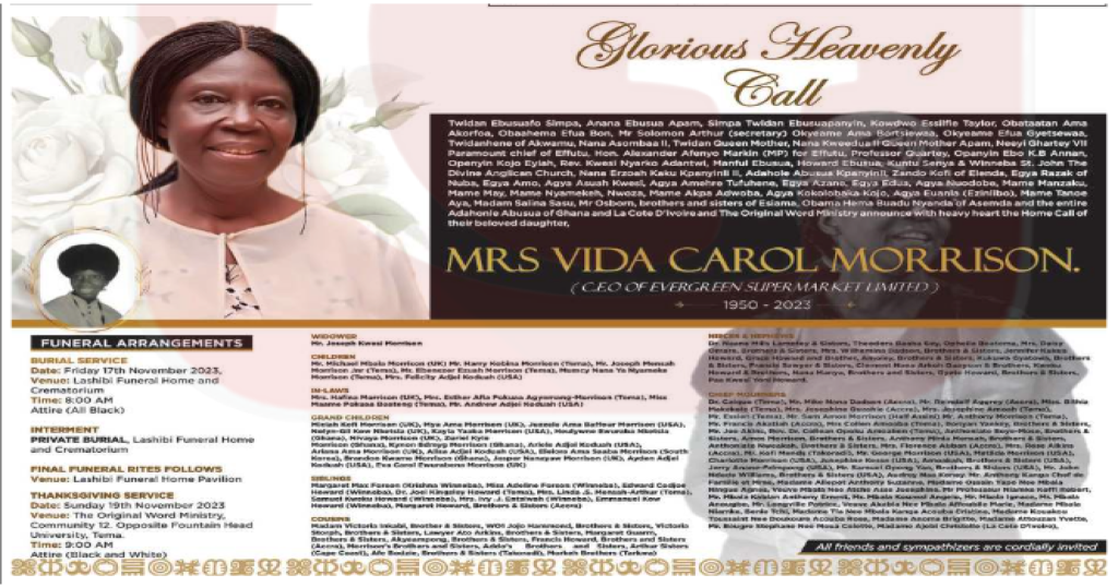 Mrs. Vida Carol Morrison | R.I.P Ghana