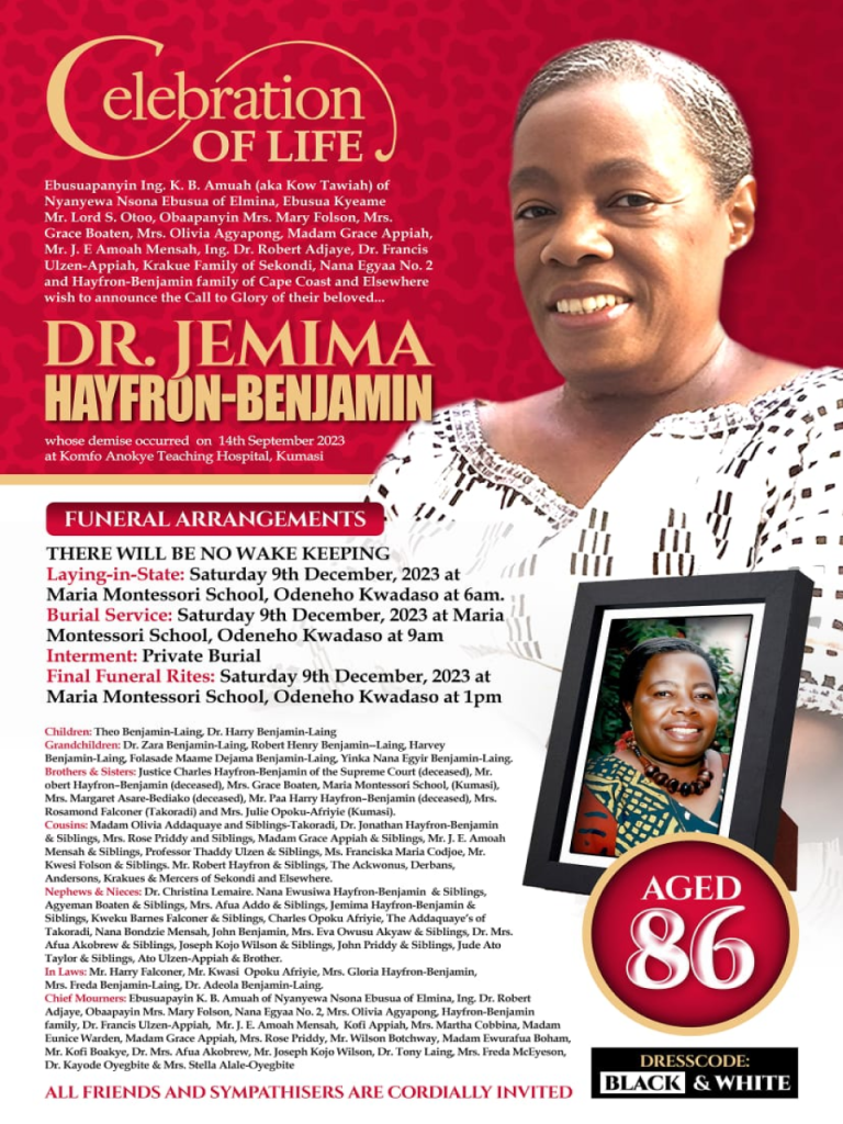 Dr. Jemima Hayfron-Benjamin | R.I.P Ghana